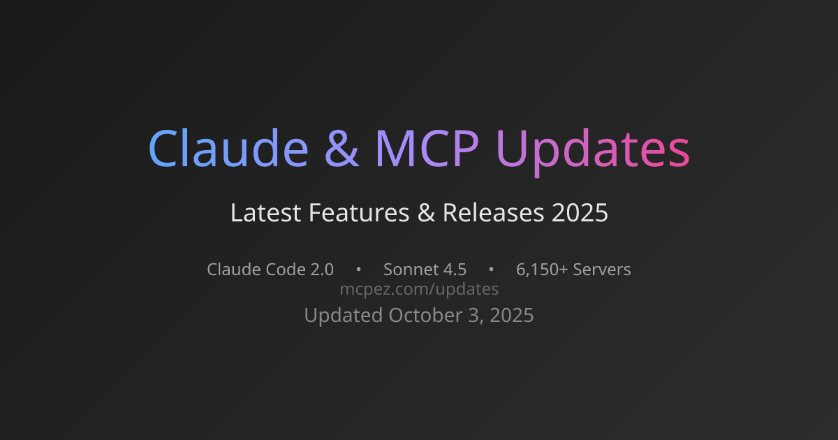 Claude & MCP Updates - Latest Features, Models & Releases 2025